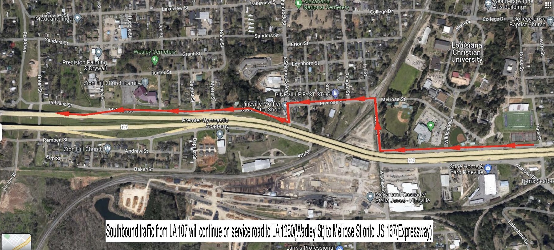 LANE CLOSURE US 167; Pineville Expressway - Southbound lane; Rapides ...